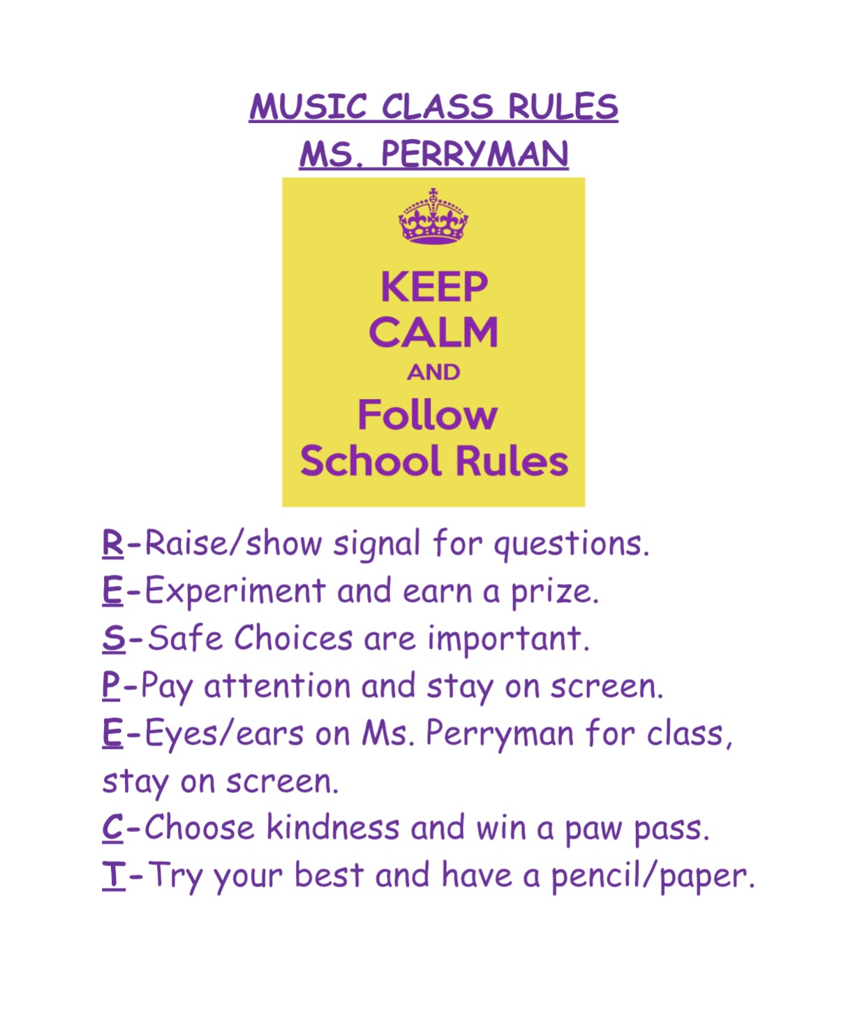 Music Class Rules K-2 #8312022 – Perrymuse