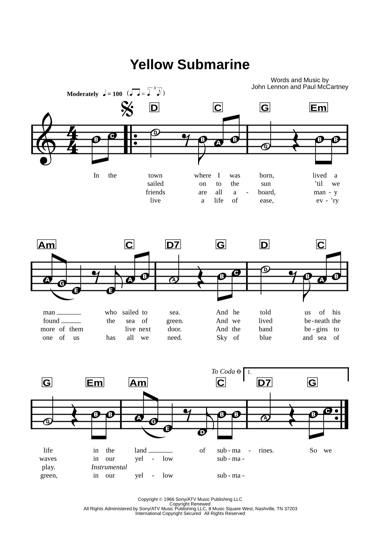 Under The Sea & Yellow Submarine Recorder Notes – Perrymuse