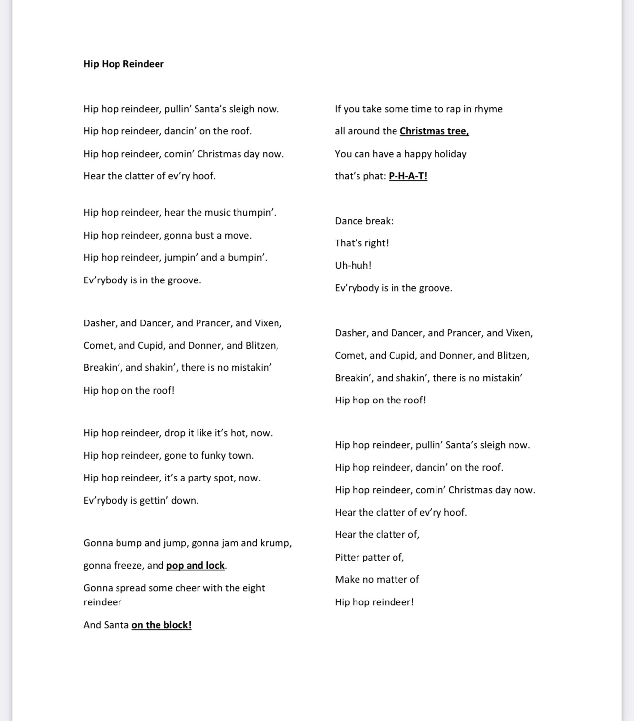 Hip Hop Reindeer #2015chorus – Perrymuse